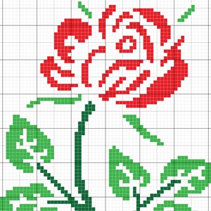 Red Rose Graph and Pattern C2C & Tapestry Crochet - Rose Flower ...