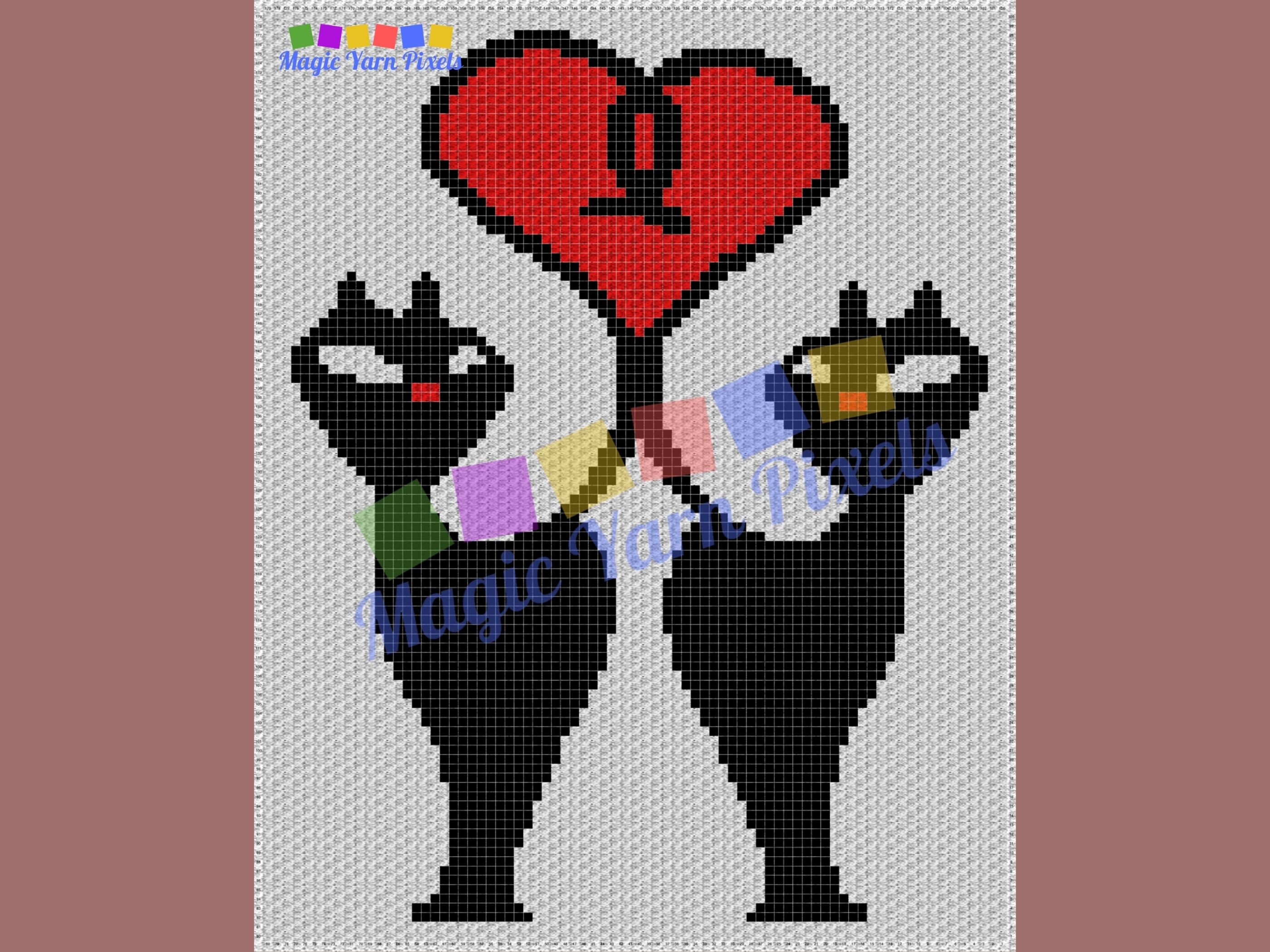 Valentines Cats Graph & Pattern C2C and Tapestry Crochet cat - Etsy UK