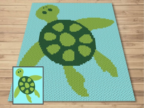 Sea Turtle Graph and Pattern C2C & Tapestry Crochet Turtle - Etsy UK