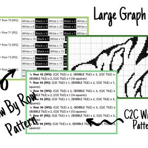 Howling Wolf Outline Graph and Pattern C2C & Tapestry Crochet - Wolf ...