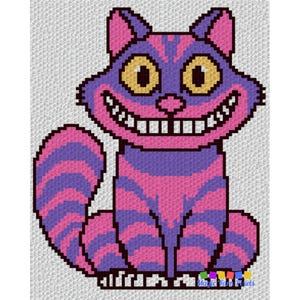 Smiling Cheshire Cat Written Pattern & Graph C2C + Tapestry Crochet ...