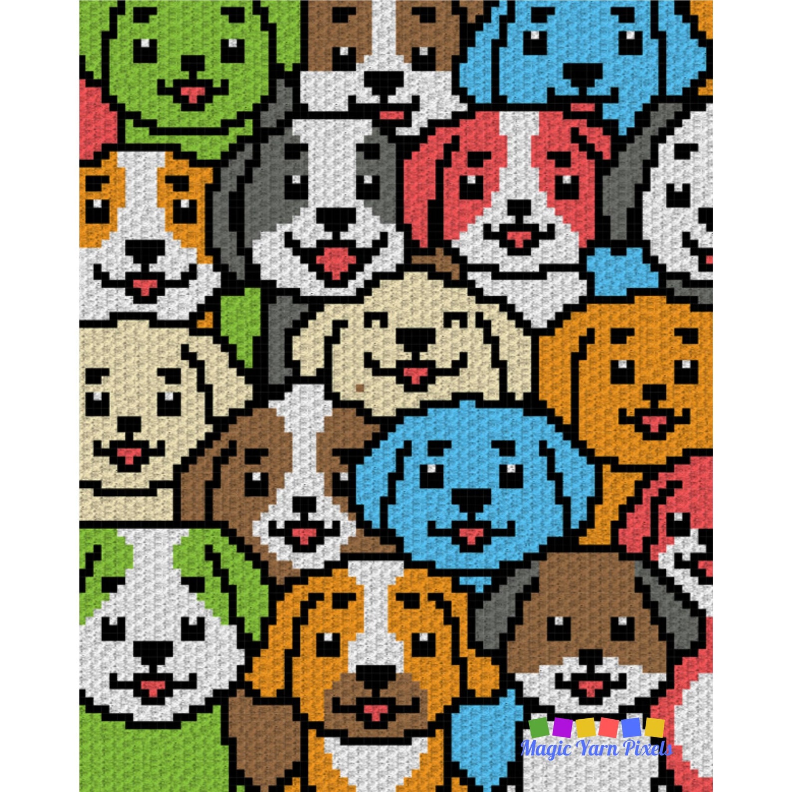 Crowded Dogs Crochet Blanket Pattern | C2C Graph (PDF Pattern) - Etsy