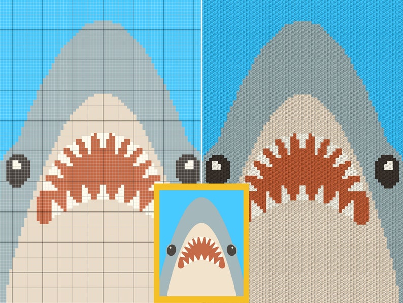 Baby Shark Head Graph and Pattern C2C & Tapestry Crochet Sea - Etsy