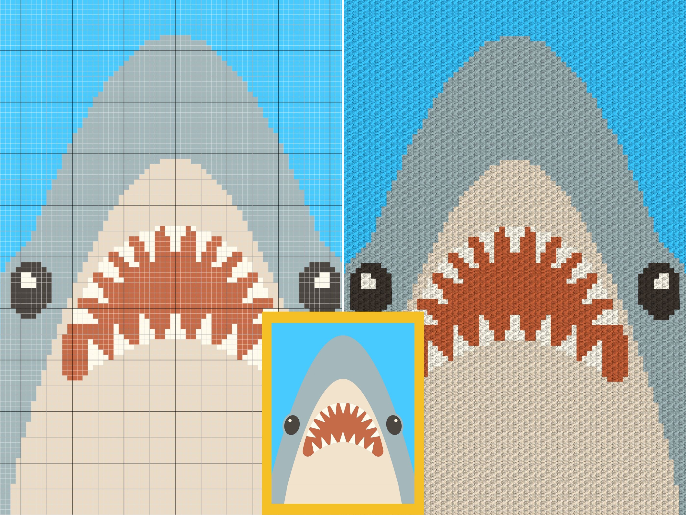 Baby Shark Head Graph and Pattern C2C & Tapestry Crochet Sea - Etsy UK