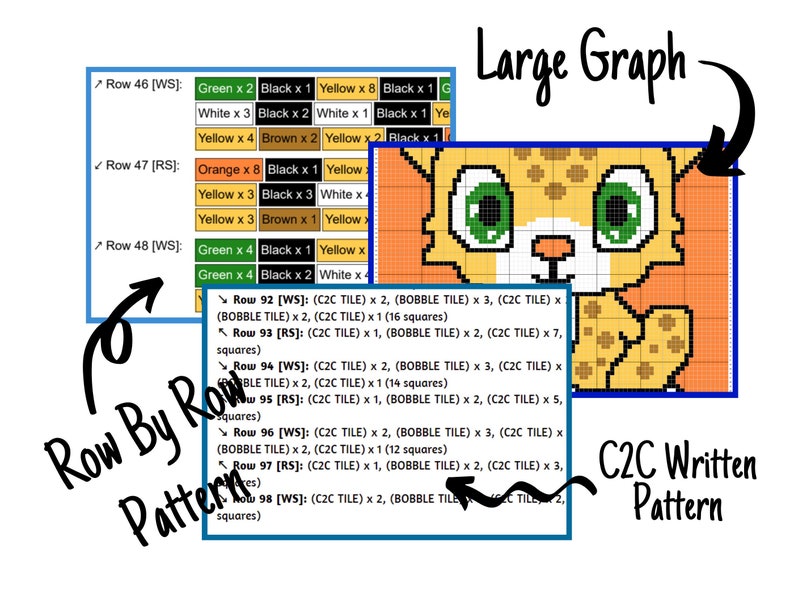 Cute Baby Leopard Graph and Pattern C2C & Tapestry Crochet - Etsy UK