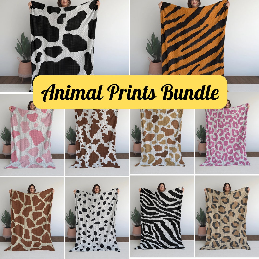 10 Patterns Bundle C2C Crochet Animal Prints (written Pattern & Graph ...