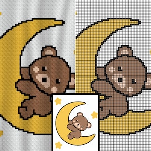 Bear on the Moon Graph + Written Pattern for C2C & Tapestry Crochet ...