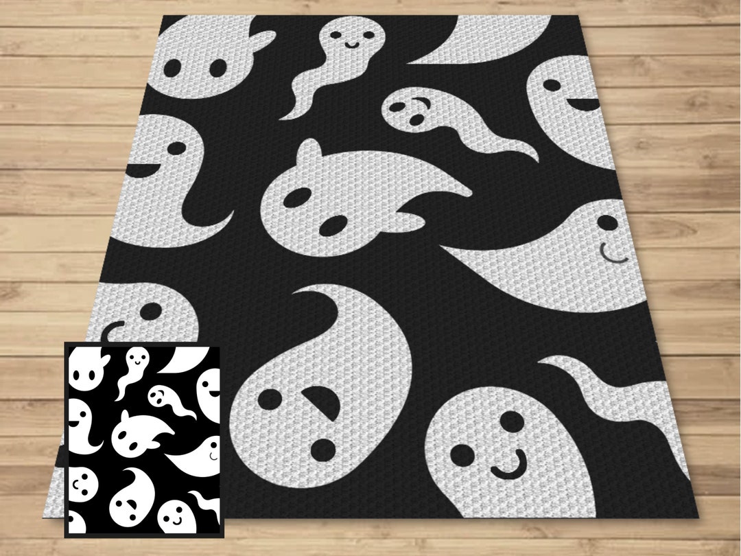 Halloween Ghosts Graph Written Pattern for C2C & Tapestry Crochet ...