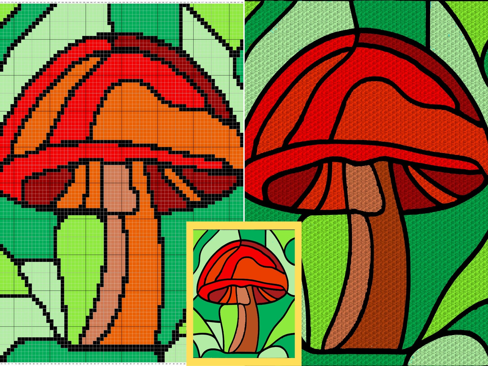 Stained Glass Mushroom Graph and Pattern C2C & Tapestry Crochet ...