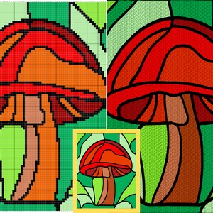 Stained Glass Mushroom Graph and Pattern C2C & Tapestry Crochet ...