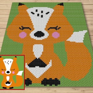 Woodland Baby Fox Graph & Pattern C2C and Tapestry Crochet - Forest ...