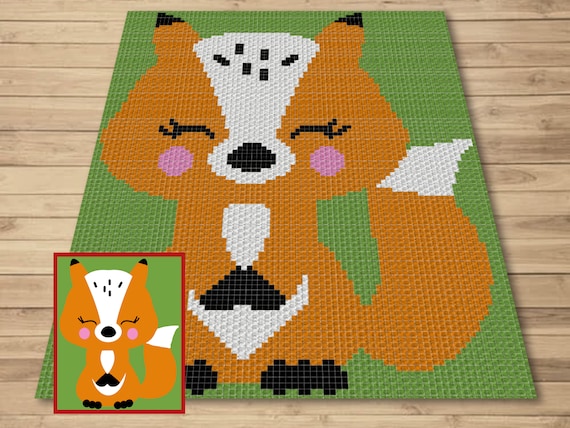 Woodland Baby Fox Graph & Pattern C2C and Tapestry Crochet - Etsy