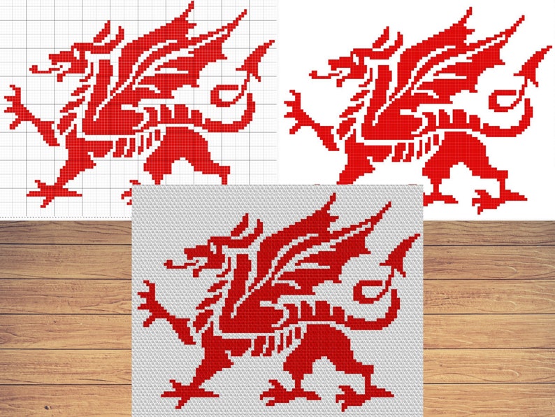 Welsh Dragon Graph Written Pattern for C2C & Tapestry - Etsy