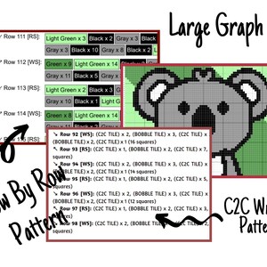 Cute Baby Koala Graph and Pattern C2C and Tapestry Crochet - Koala Bear ...