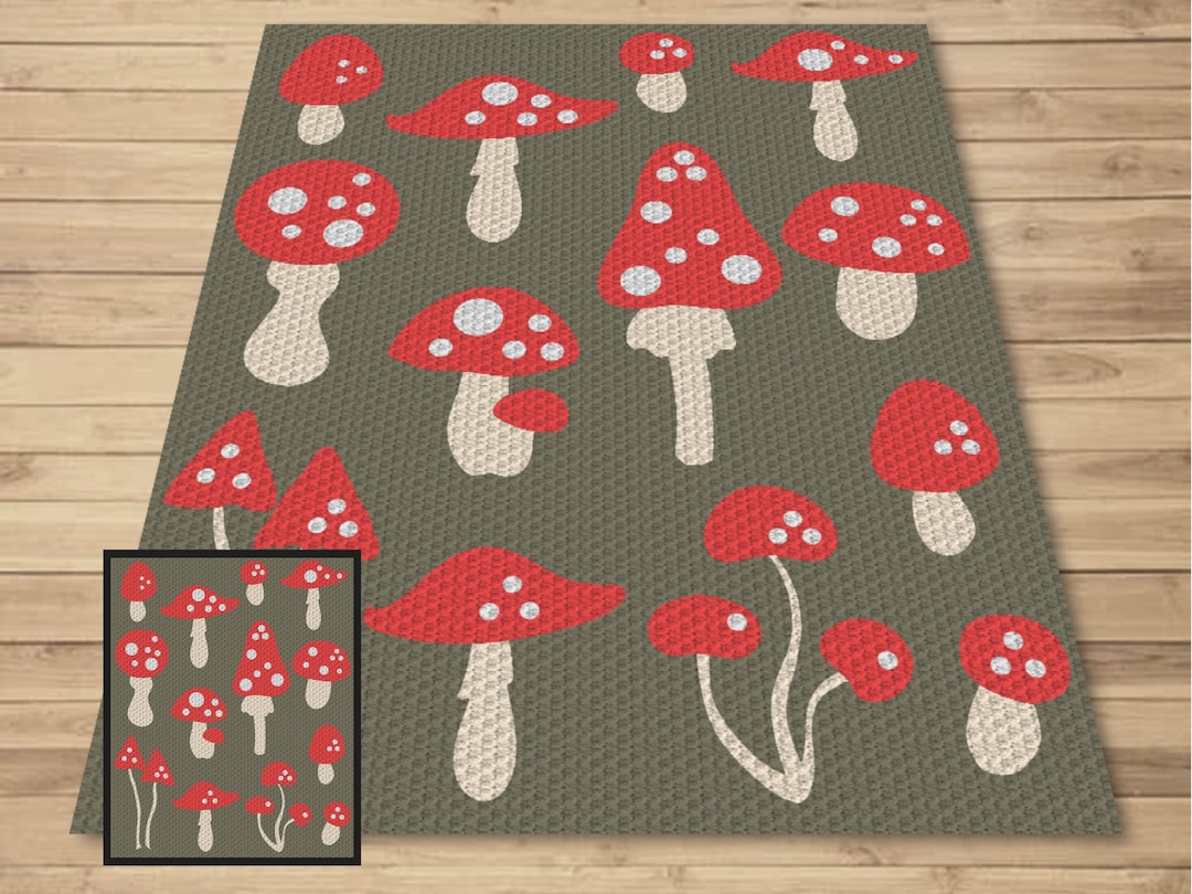 Forest Mushroom Graph & Pattern C2C + Tapestry Crochet - Mushroom C2C ...