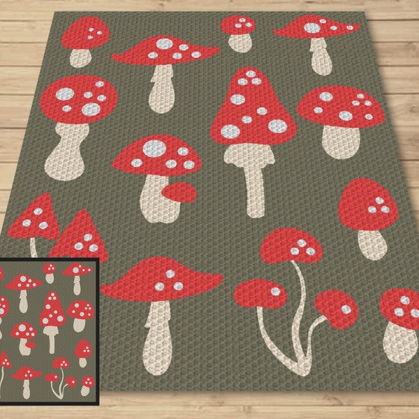 Crochet Tapestry Mushroom Pattern - Etsy