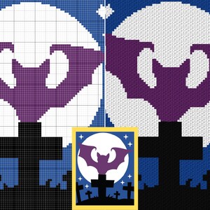 Halloween Moonlight Bat Graph and Pattern C2C & Tapestry Crochet ...