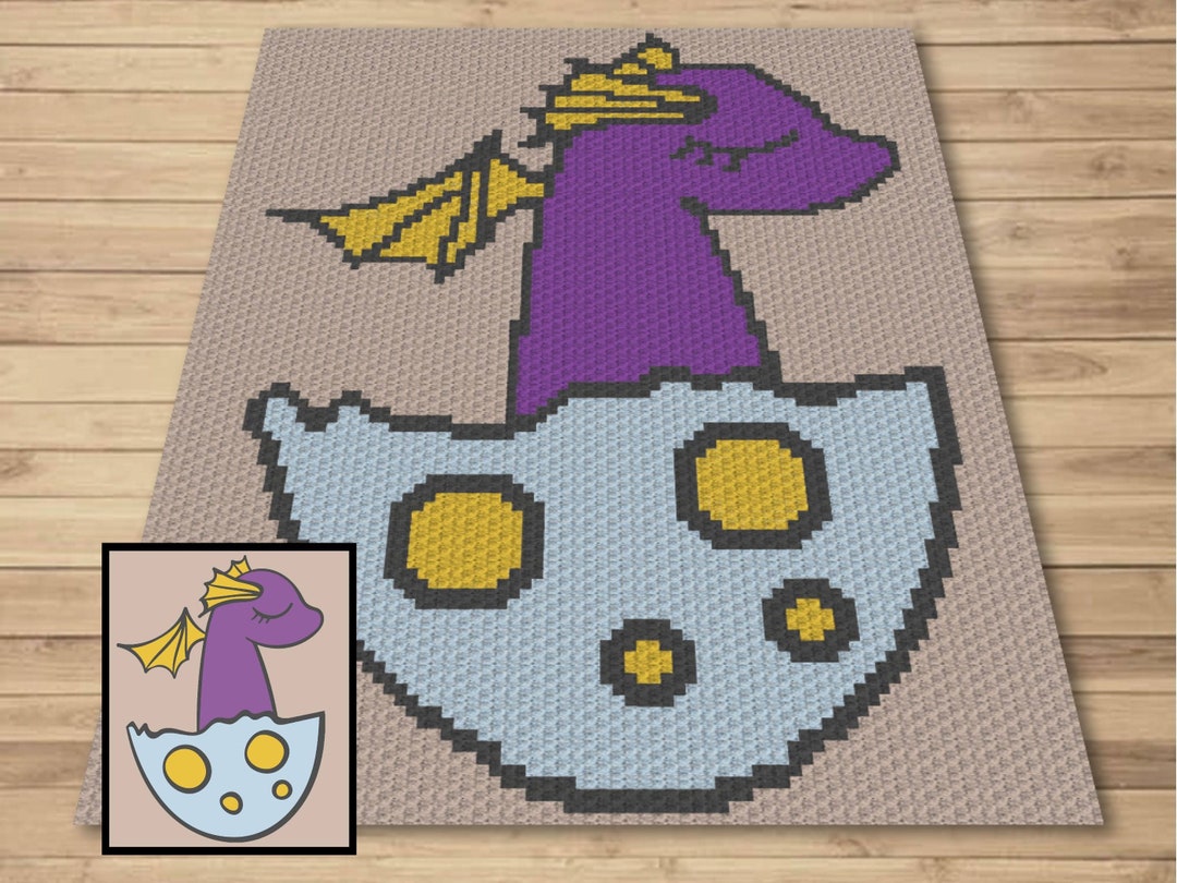 Baby Dragon Graph and Pattern C2C & Tapestry Crochet - Dragon Egg C2C ...