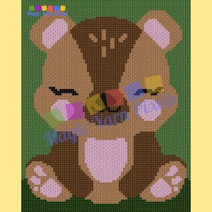 Cute Baby Bear Graph & Pattern C2C and Tapestry Crochet - Bear Blanket ...