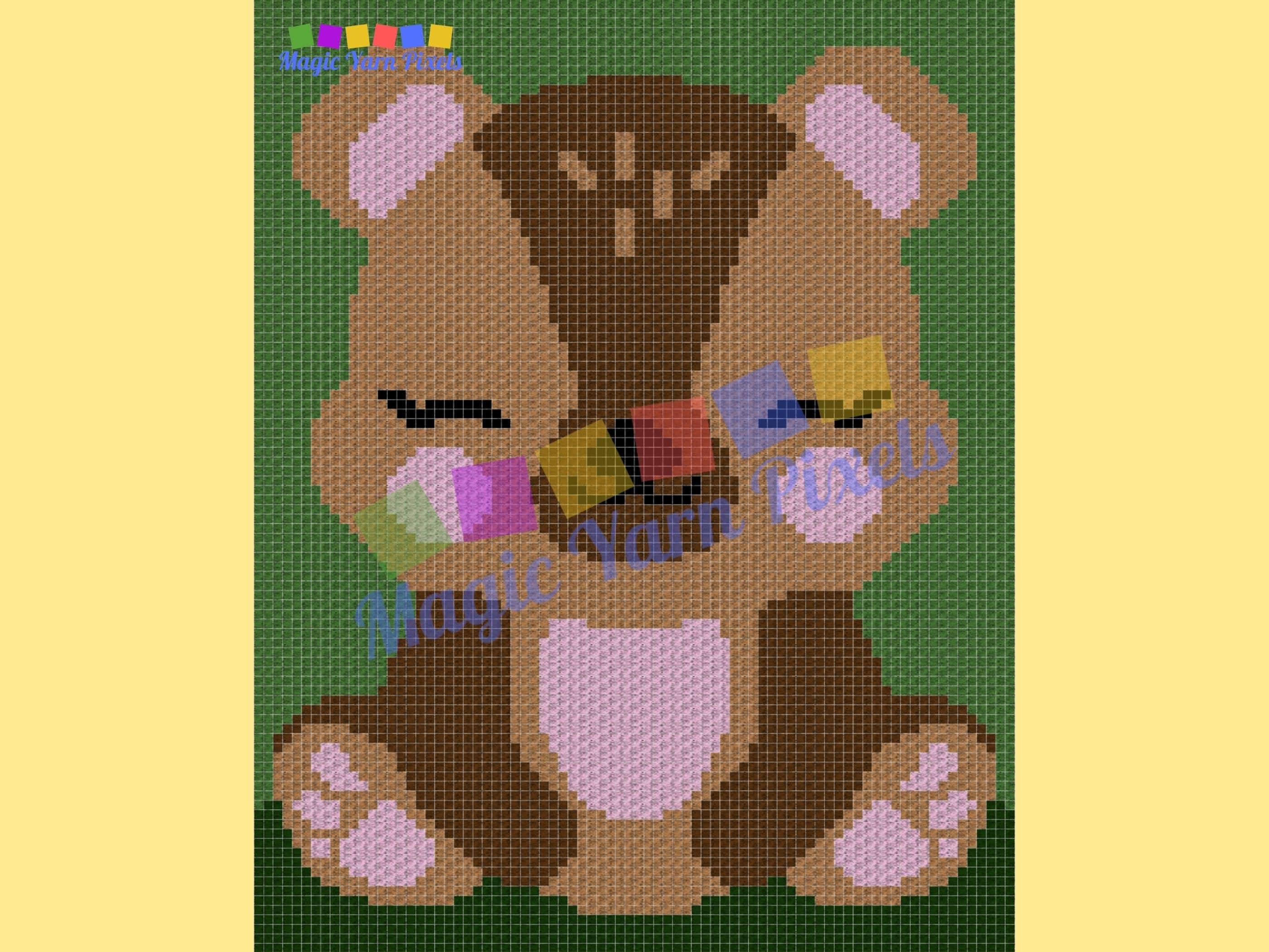 Cute Baby Bear Graph & Pattern C2C and Tapestry Crochet Bear - Etsy UK