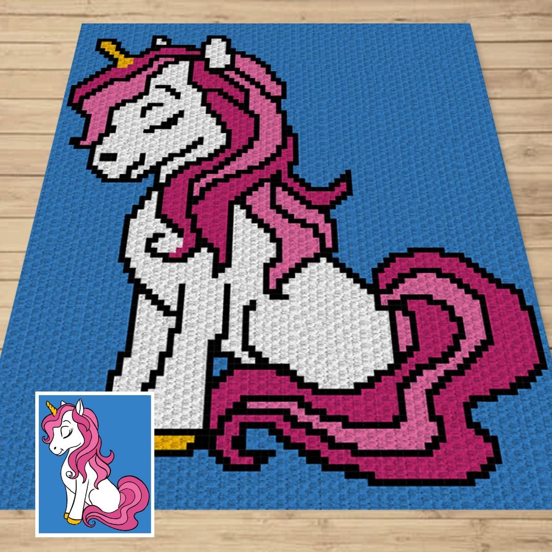 Pink Unicorn Graph and Pattern C2C & Tapestry Crochet - C2C Unicorn ...