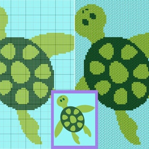 Sea Turtle Graph and Pattern C2C & Tapestry Crochet - Turtle C2C ...