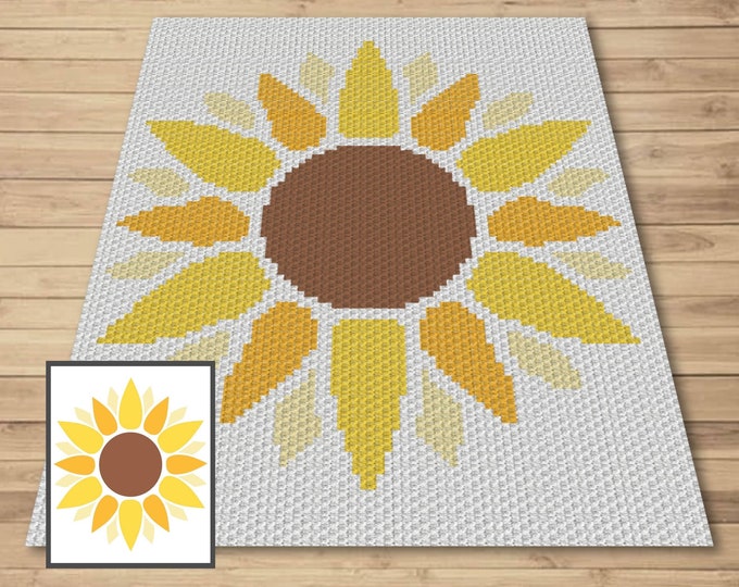 C2C Sunflower Photo Crochet Graph Row-by-row Counts Instant PDF ...