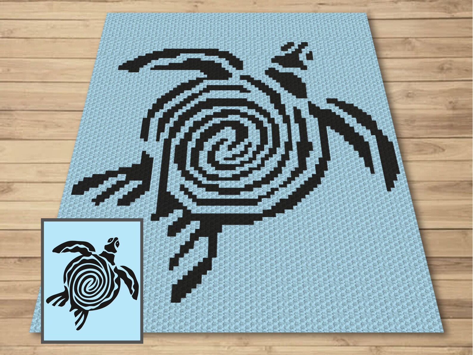 Tribal Turtle Silhouette Graph and Pattern C2C & Tapestry Crochet ...