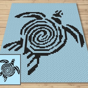 Tribal Turtle Silhouette Graph and Pattern C2C & Tapestry Crochet ...