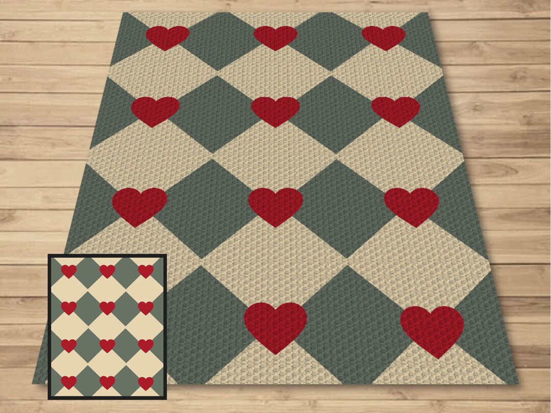 Retro Diamonds & Hearts Print Graph and Pattern C2C and Tapestry ...