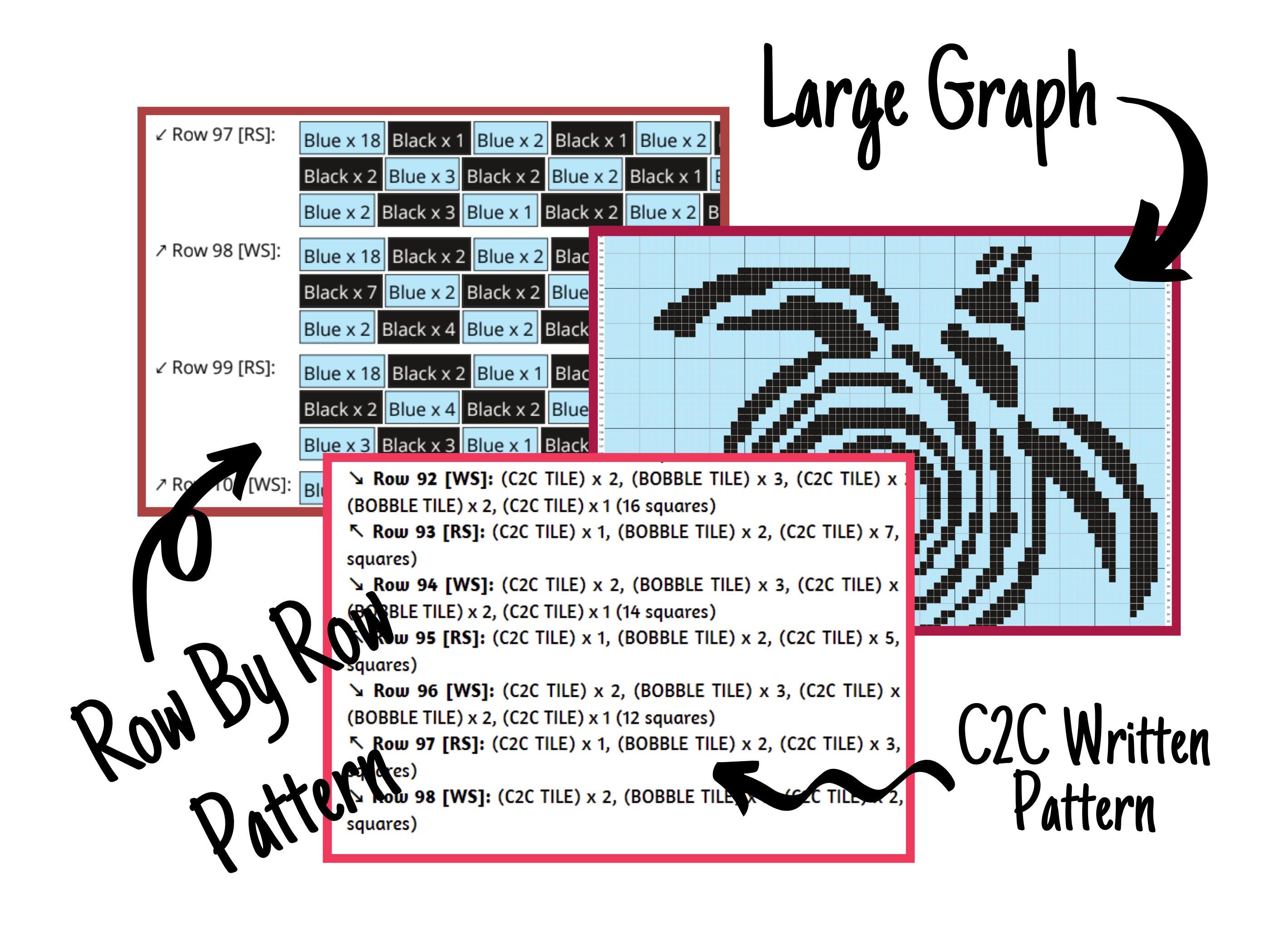 Tribal Turtle Silhouette Graph and Pattern C2C & Tapestry Crochet ...