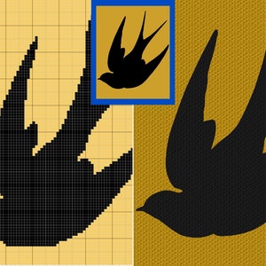 Swallow Silhouette Graph & Pattern C2C and Tapestry Crochet - Crochet ...