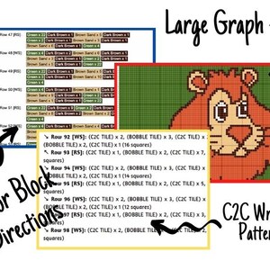 Safari Lion Graph + Written Pattern for C2C & Tapestry Crochet - Lion ...
