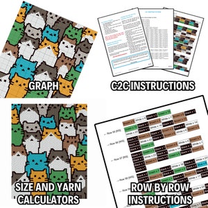Crowded Cats Graph + Pattern C2C and Tapestry Crochet | Crochet Cat ...