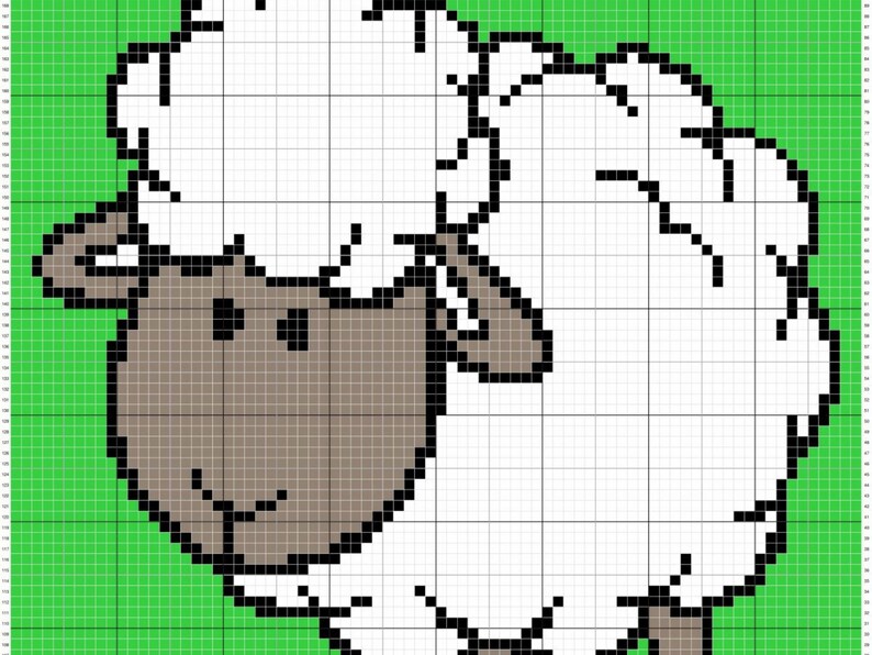 Cute Lamb Graph Written Pattern for C2C & Tapestry Crochet | Etsy