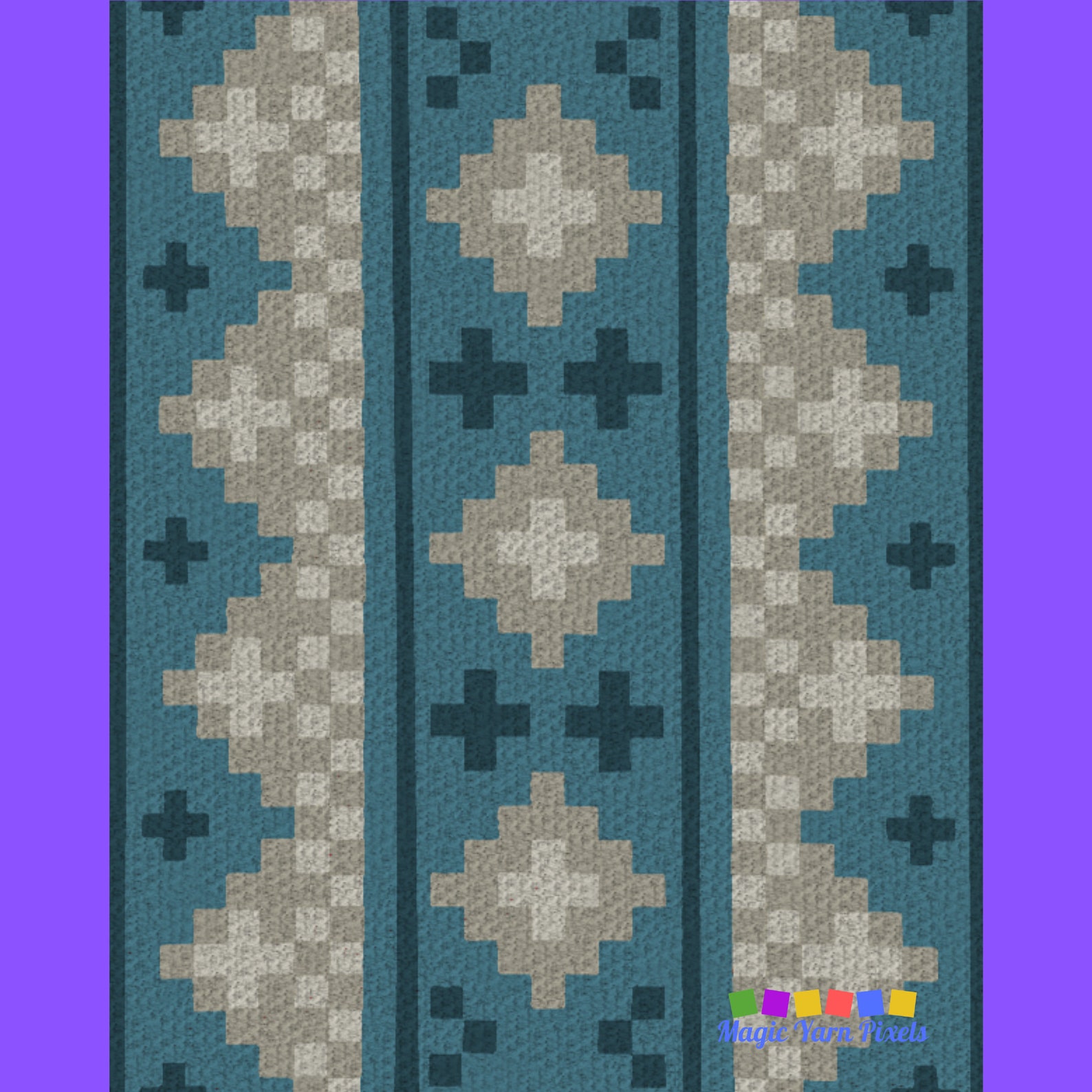 Folk Art Blanket Crochet Pattern | Geometric Afghan Graph (PDF Pattern ...