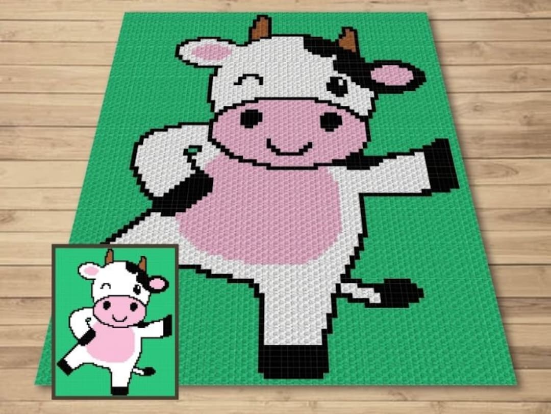 Happy Cow Graph + Written Pattern for C2C & Tapestry Crochet - Cow C2C ...