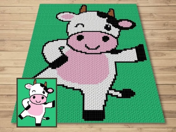 Happy Cow Graph Written Pattern for C2C & Tapestry Crochet | Etsy