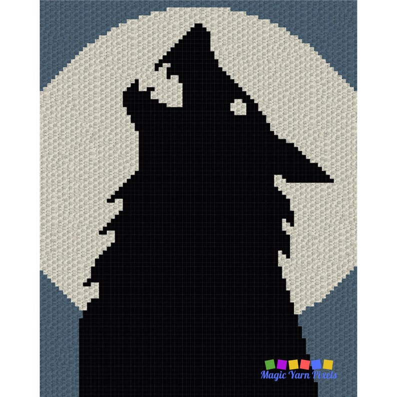 Wolf Howling at Moon Crochet Blanket Pattern – C2C, Tapestry (PDF) - Etsy