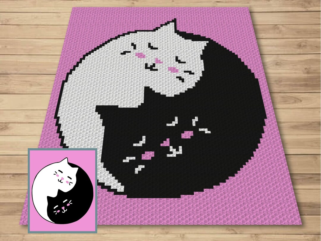 Yin Yang Cats Graph and Pattern C2C & Tapestry Crochet - White Cat ...