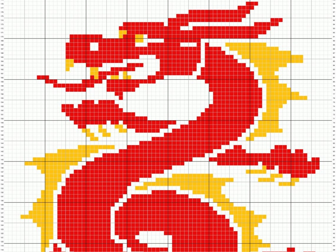 Chinese Dragon Graph + Written Pattern for C2C & Tapestry Crochet ...