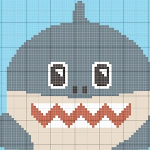 Cute Baby Shark Graph and Pattern C2C & Tapestry Crochet- Great White ...