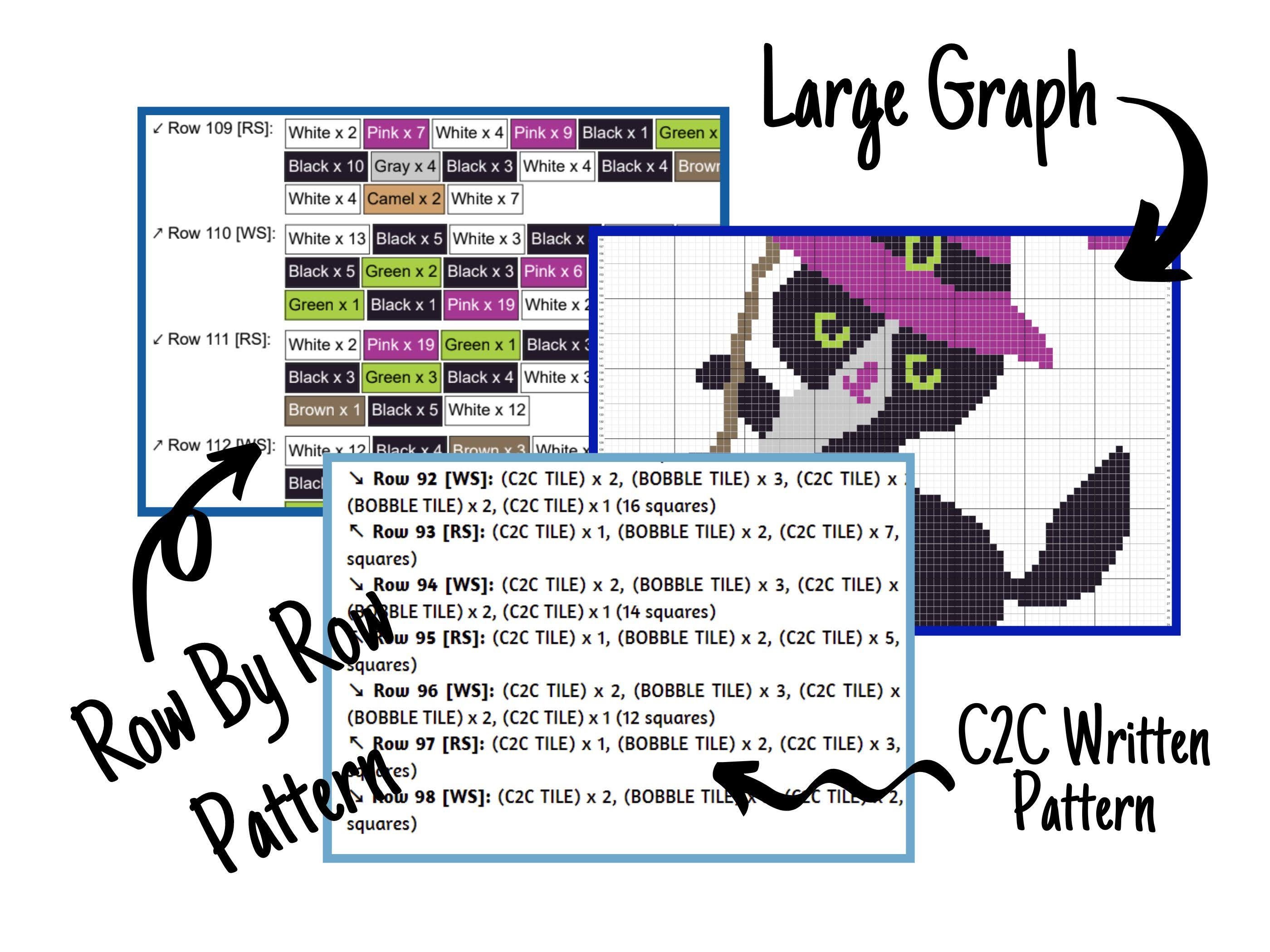 Halloween Black Cat Witch Graph and Pattern C2C & Tapestry - Etsy UK