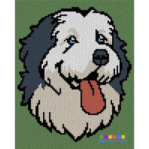 Old English Sheepdog Portrait Graph + Pattern C2C & Tapestry Crochet ...