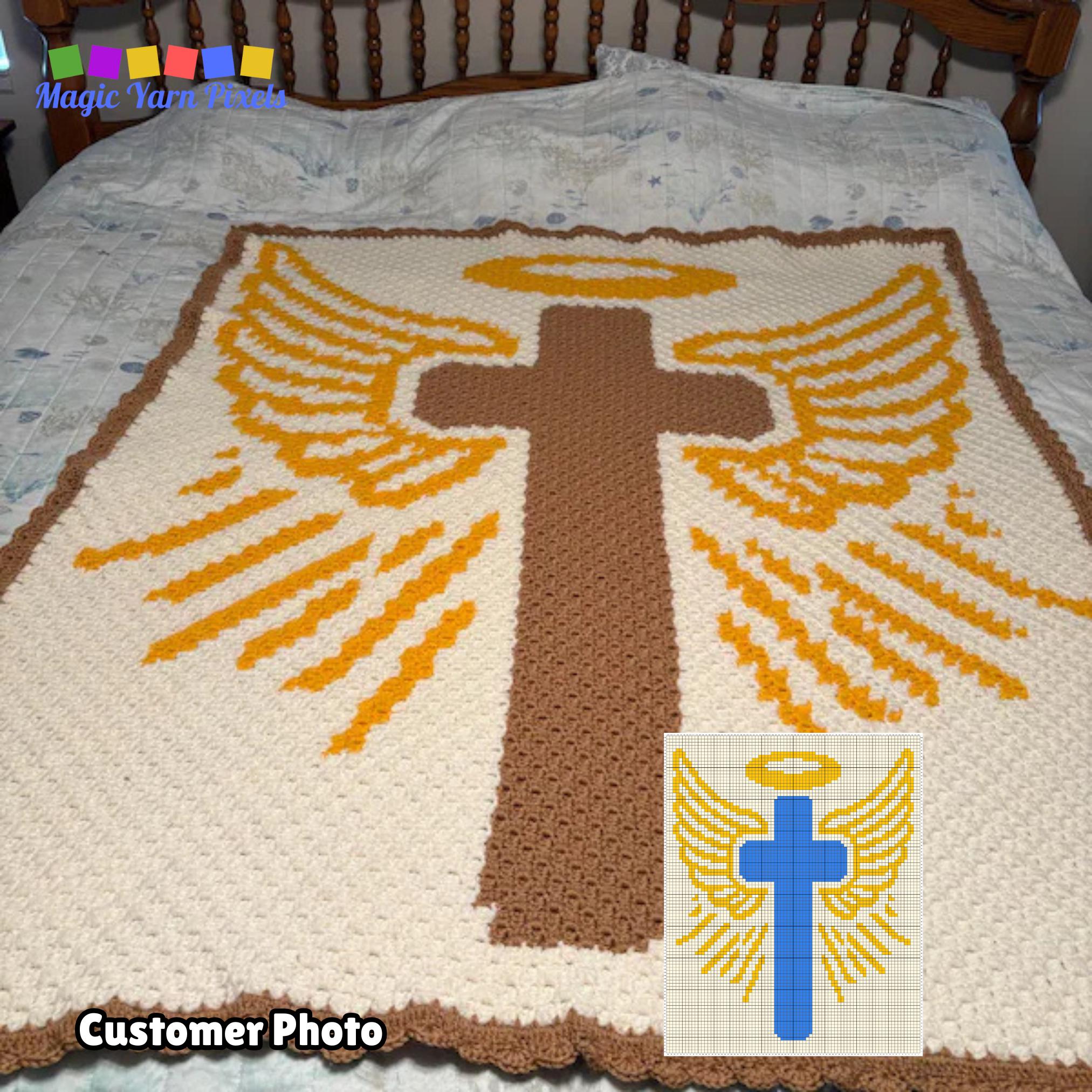 Cross With Wings and Halo Graph + Pattern C2C & Tapestry Crochet | C2C ...