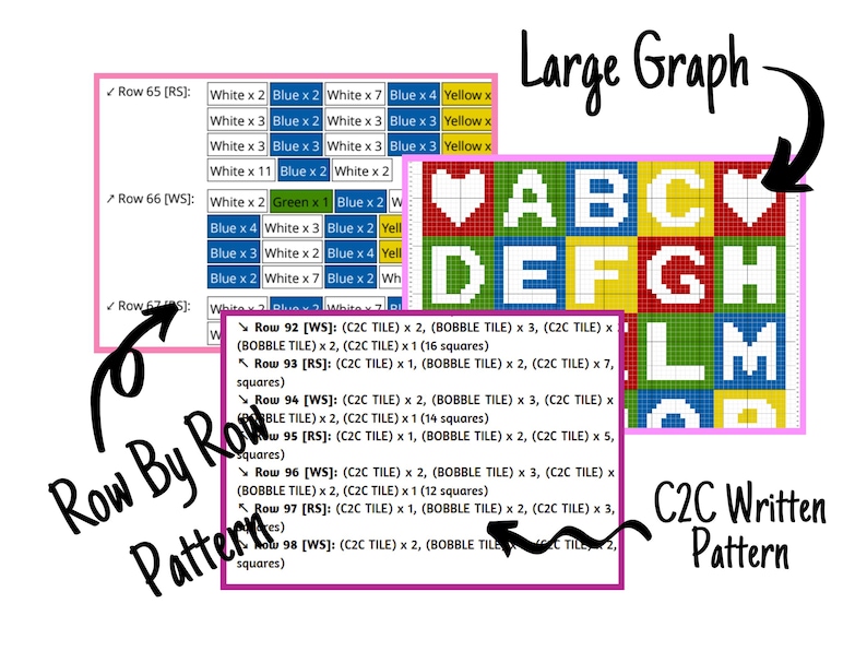 Alphabet Blocks Crochet Pattern - C2C Graph, Tapestry (PDF Download) - Etsy
