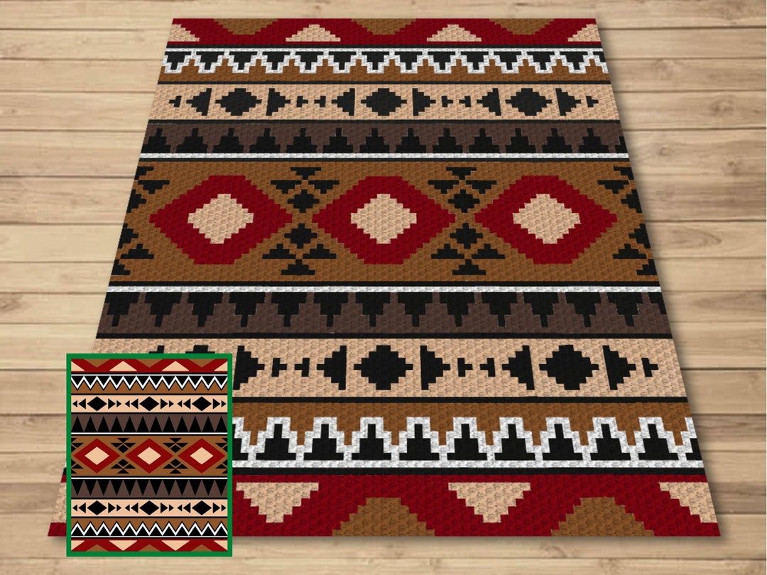 Aztec Tribal Pattern Graph and Pattern C2C & Tapestry Crochet - C2C ...