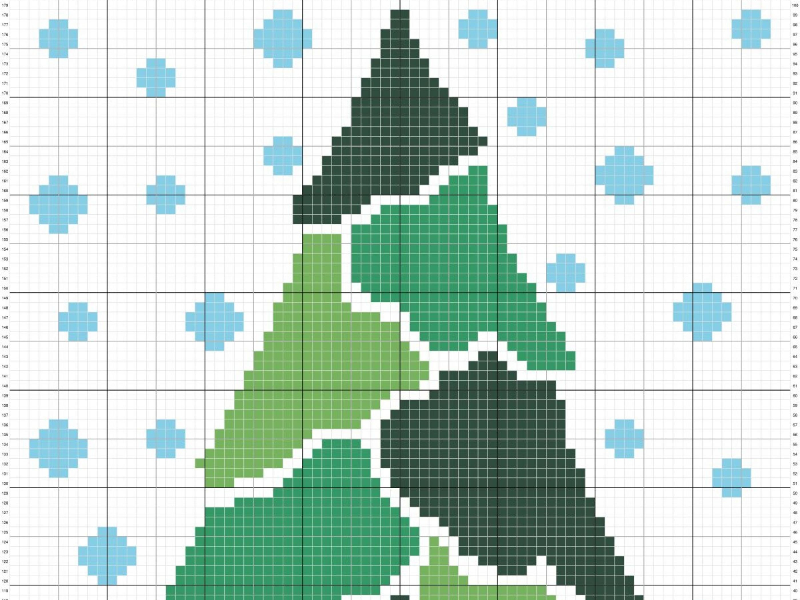 Christmas Tree With Snow Pattern Graph Written Pattern for - Etsy