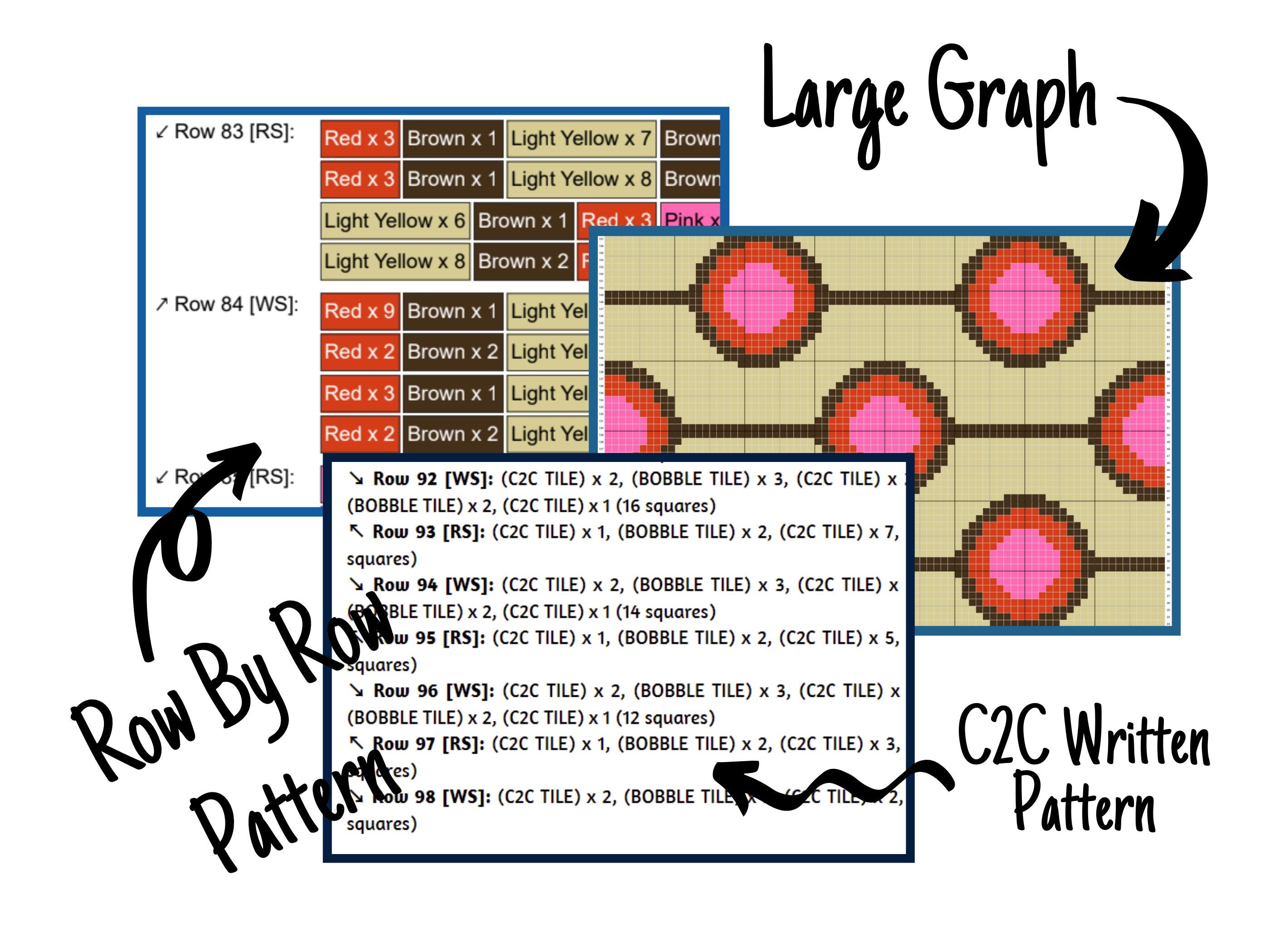 Retro Circles Crochet Pattern – C2C Graph, Nostalgia Blanket (PDF ...