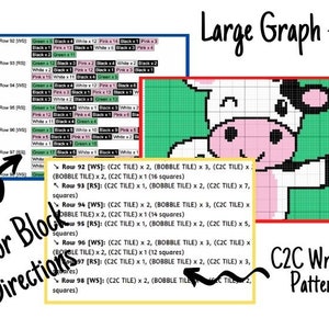 Happy Cow Graph + Written Pattern for C2C & Tapestry Crochet - Cow C2C ...